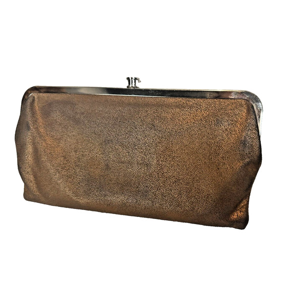 HOBO | Bags | Vintage Hobo Lauren Clutch Wallet Metallic Leather Bifold ...